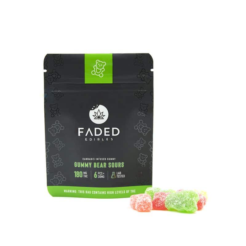 Faded Edibles Gummy Bear Sours Gummies (180mg THC) | Canna Club Co ...